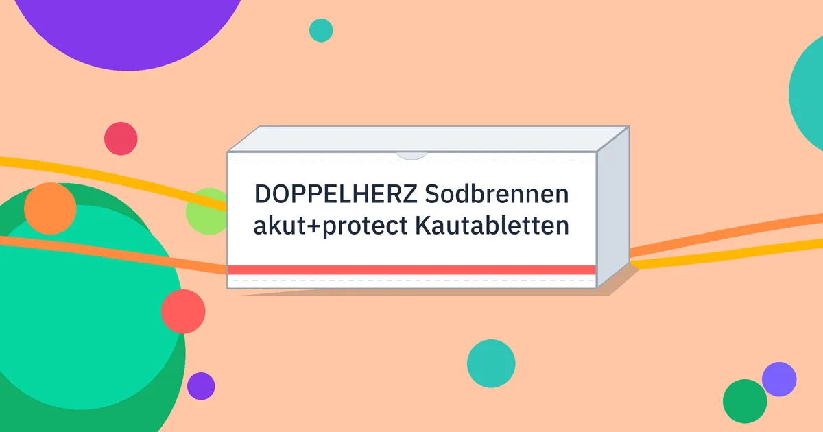 Symbolbild: Packung mit der Aufschrift DOPPELHERZ Sodbrennen akut+protect Kautabletten (PZN 18050990) – Verfügbarkeit und Bezug in Apotheken in Frankfurt am Main