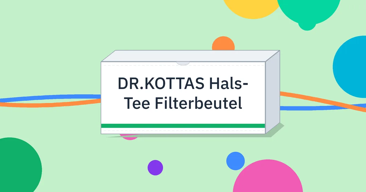 Symbolbild: Packung mit der Aufschrift DR.KOTTAS Hals-Tee Filterbeutel (PZN 18231214) – Verfügbarkeit und Bezug in Apotheken in Frankfurt am Main