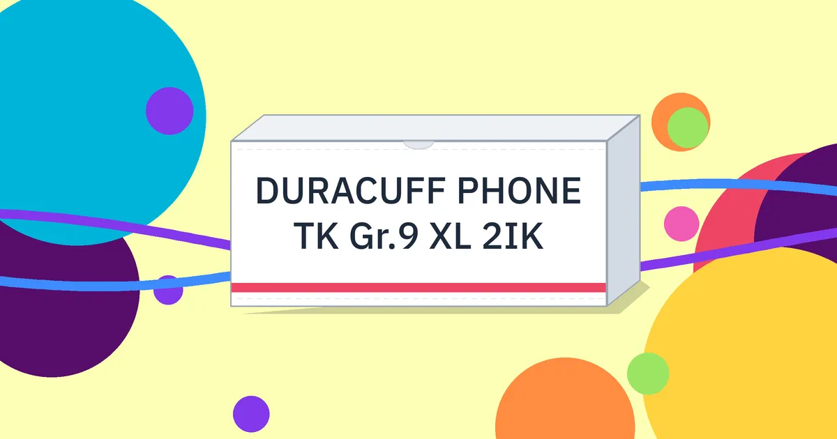 Symbolbild: Packung mit der Aufschrift DURACUFF PHONE TK Gr.9 XL 2IK (PZN 04963876) – Verfügbarkeit und Bezug in Apotheken in Frankfurt am Main