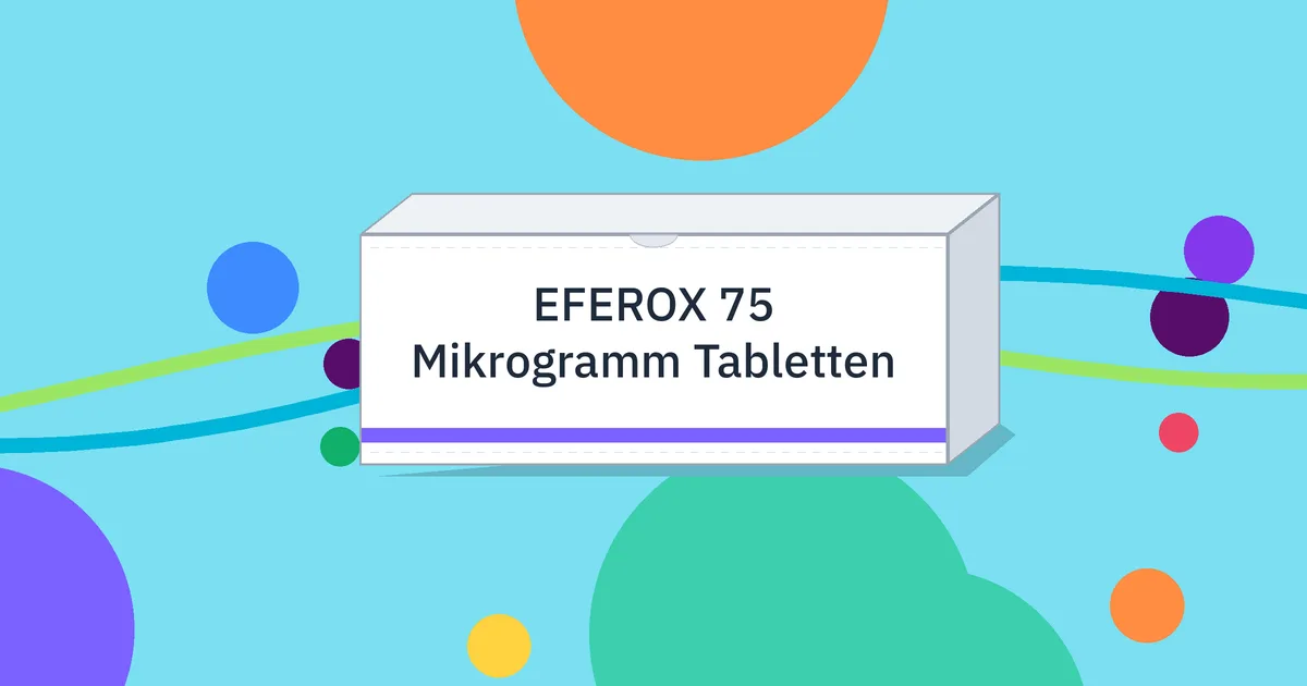 Symbolbild: Packung mit der Aufschrift EFEROX 75 Mikrogramm Tabletten (PZN 04315077) – Verfügbarkeit und Bezug in Apotheken in Frankfurt am Main