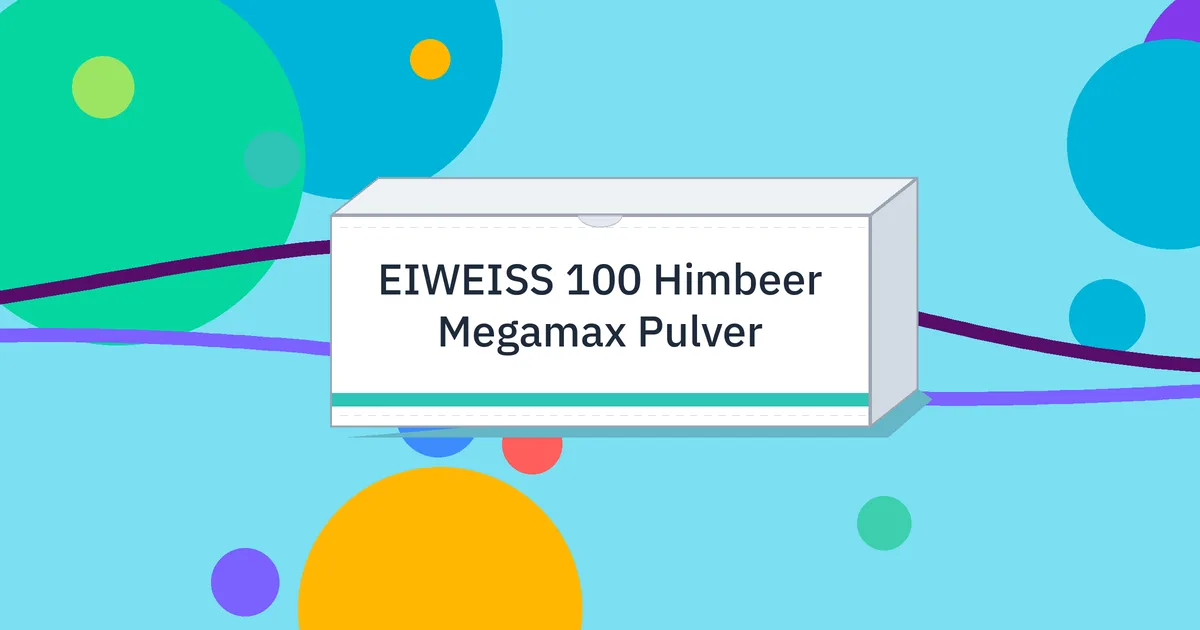 Symbolbild: Packung mit der Aufschrift EIWEISS 100 Himbeer Megamax Pulver (PZN 10133593) – Verfügbarkeit und Bezug in Apotheken in Frankfurt am Main