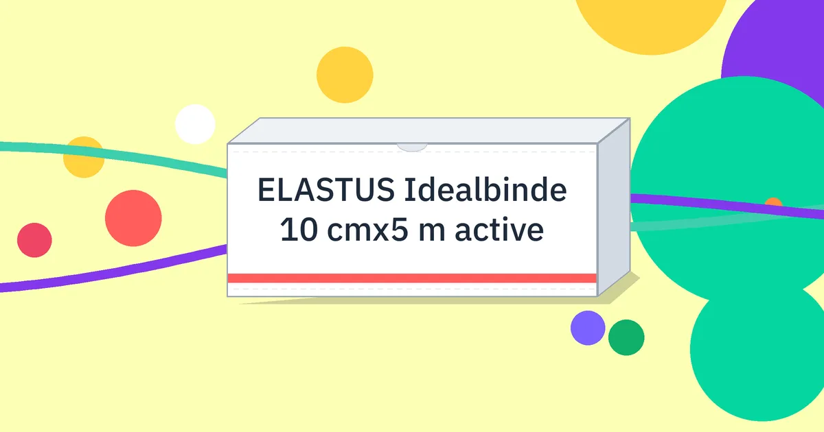 Symbolbild: Packung mit der Aufschrift ELASTUS Idealbinde 10 cmx5 m active (PZN 01311877) – Verfügbarkeit und Bezug in Apotheken in Frankfurt am Main