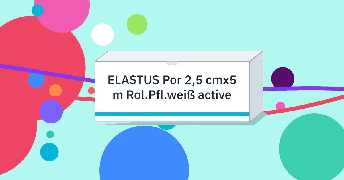 Symbolbild: Packung mit der Aufschrift ELASTUS Por 2,5 cmx5 m Rol.Pfl.weiß active (PZN 04078766) – Verfügbarkeit und Bezug in Apotheken in Frankfurt am Main