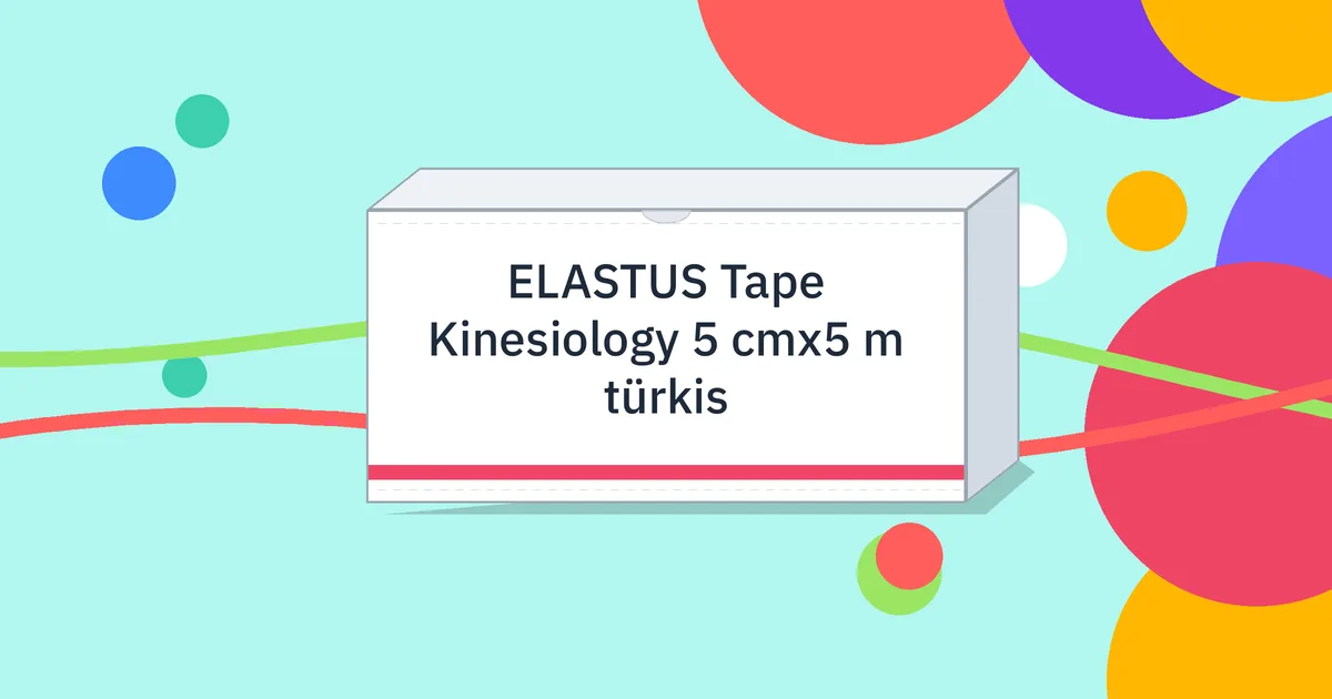Symbolbild: Packung mit der Aufschrift ELASTUS Tape Kinesiology 5 cmx5 m türkis (PZN 13171499) – Verfügbarkeit und Bezug in Apotheken in Frankfurt am Main