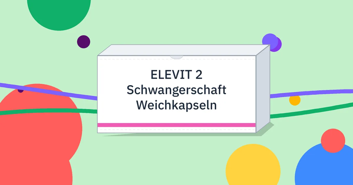Symbolbild: Packung mit der Aufschrift ELEVIT 2 Schwangerschaft Weichkapseln (PZN 11865944) – Verfügbarkeit und Bezug in Apotheken in Frankfurt am Main