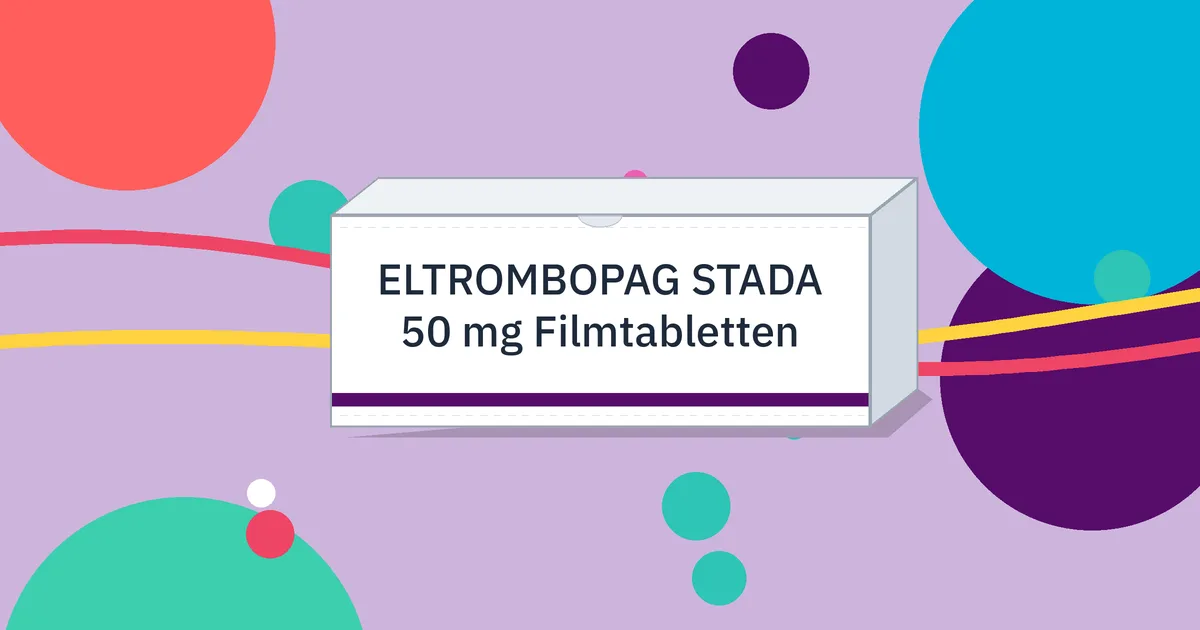 Symbolbild: Packung mit der Aufschrift ELTROMBOPAG STADA 50 mg Filmtabletten (PZN 19274740) – Verfügbarkeit und Bezug in Apotheken in Frankfurt am Main