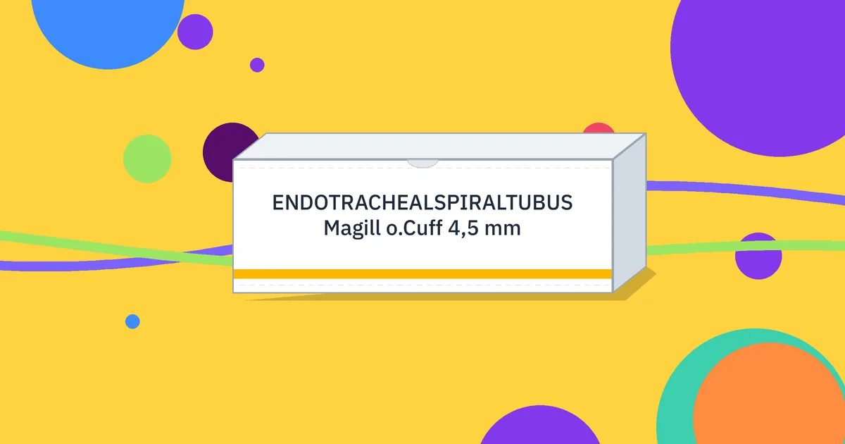 Symbolbild: Packung mit der Aufschrift ENDOTRACHEALSPIRALTUBUS Magill o.Cuff 4,5 mm (PZN 06497390) – Verfügbarkeit und Bezug in Apotheken in Frankfurt am Main