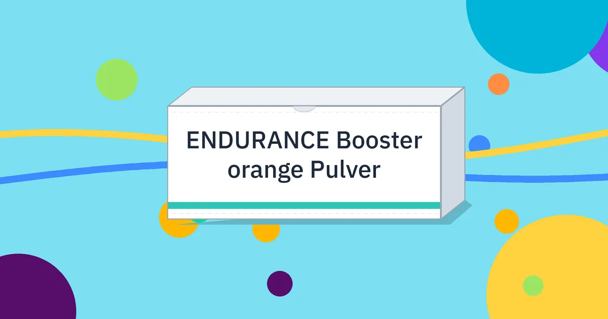 Symbolbild: Packung mit der Aufschrift ENDURANCE Booster orange Pulver (PZN 10404916) – Verfügbarkeit und Bezug in Apotheken in Frankfurt am Main