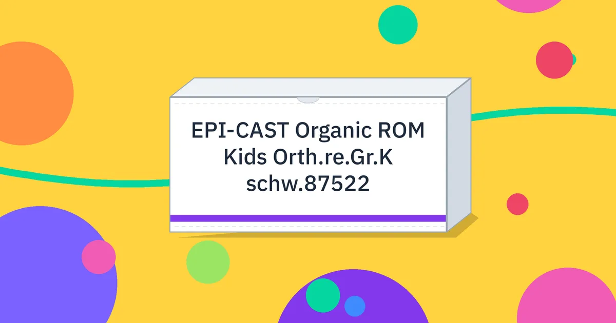 Symbolbild: Packung mit der Aufschrift EPI-CAST Organic ROM Kids Orth.re.Gr.K schw.87522 (PZN 20835238) – Verfügbarkeit und Bezug in Apotheken in Frankfurt am Main