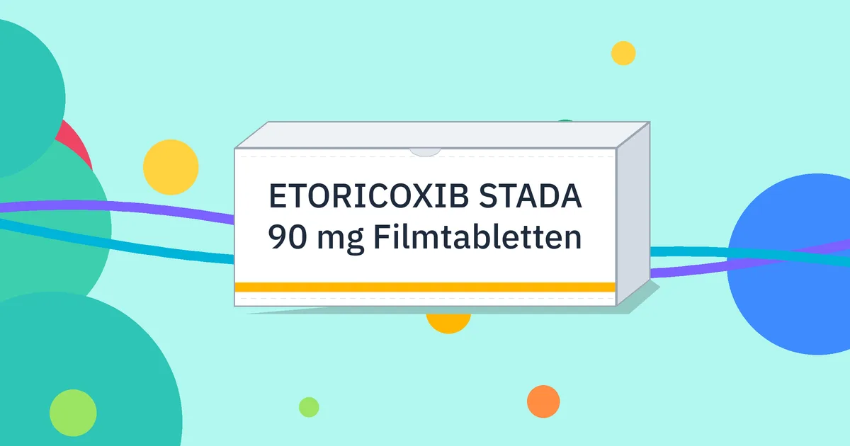 Symbolbild: Packung mit der Aufschrift ETORICOXIB STADA 90 mg Filmtabletten (PZN 11853065) – Verfügbarkeit und Bezug in Apotheken in Frankfurt am Main