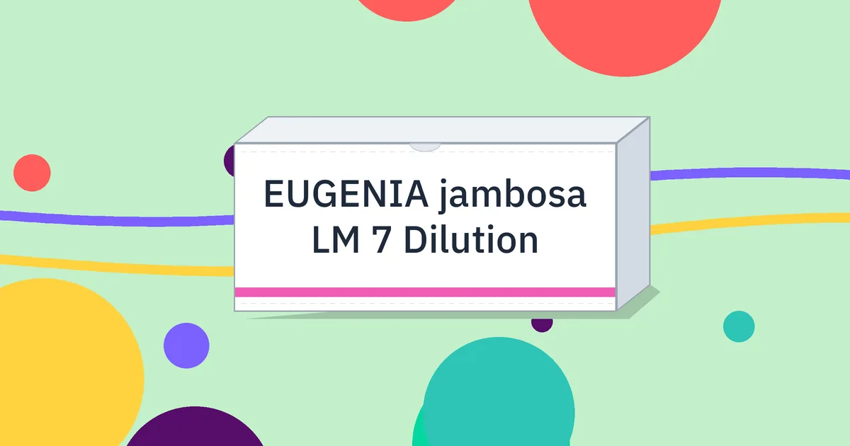Symbolbild: Packung mit der Aufschrift EUGENIA jambosa LM 7 Dilution (PZN 13480846) – Verfügbarkeit und Bezug in Apotheken in Frankfurt am Main