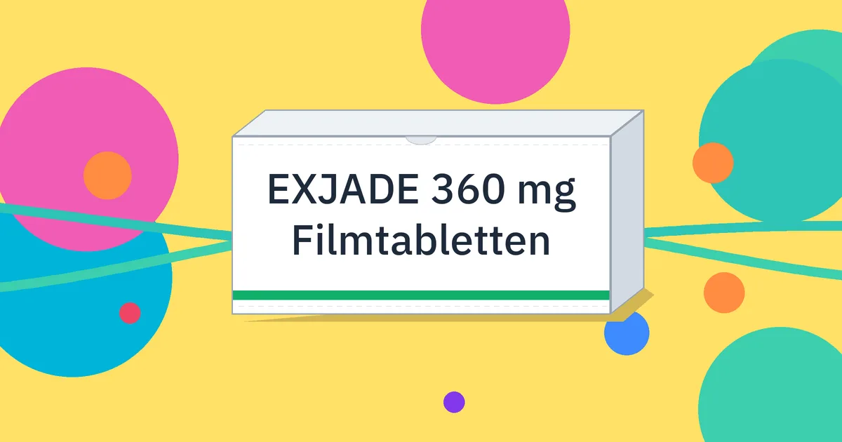 Symbolbild: Packung mit der Aufschrift EXJADE 360 mg Filmtabletten (PZN 17604423) – Verfügbarkeit und Bezug in Apotheken in Frankfurt am Main