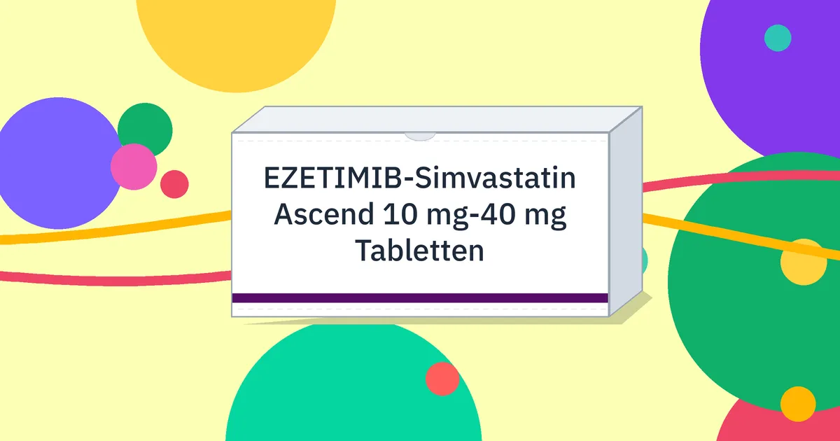Symbolbild: Packung mit der Aufschrift EZETIMIB-Simvastatin Ascend 10 mg-40 mg Tabletten (PZN 18257395) – Verfügbarkeit und Bezug in Apotheken in Frankfurt am Main