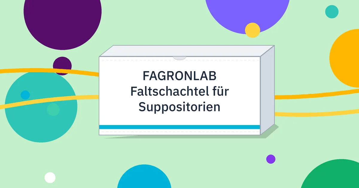 Symbolbild: Packung mit der Aufschrift FAGRONLAB Faltschachtel für Suppositorien (PZN 18602633) – Verfügbarkeit und Bezug in Apotheken in Frankfurt am Main