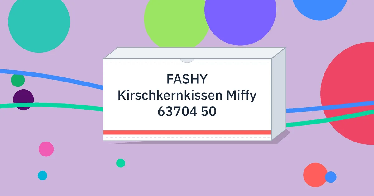 Symbolbild: Packung mit der Aufschrift FASHY Kirschkernkissen Miffy 63704 50 (PZN 14142637) – Verfügbarkeit und Bezug in Apotheken in Frankfurt am Main