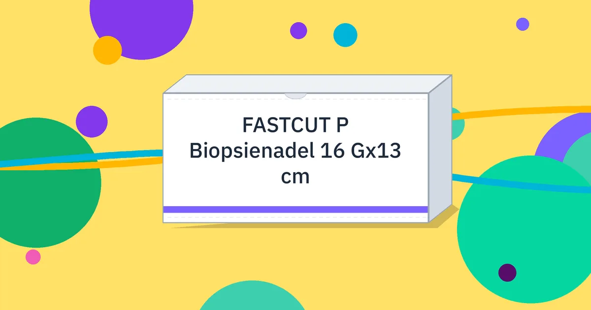 Symbolbild: Packung mit der Aufschrift FASTCUT P Biopsienadel 16 Gx13 cm (PZN 16923095) – Verfügbarkeit und Bezug in Apotheken in Frankfurt am Main