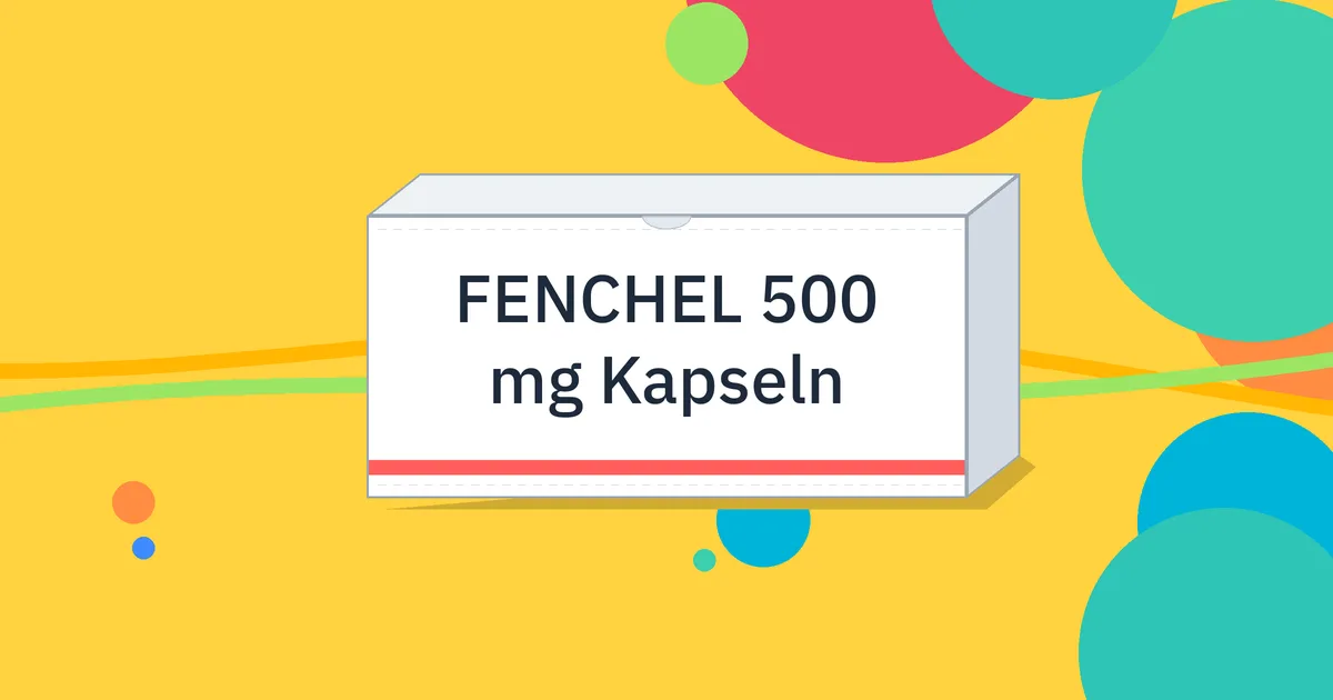 Symbolbild: Packung mit der Aufschrift FENCHEL 500 mg Kapseln (PZN 20895424) – Verfügbarkeit und Bezug in Apotheken in Frankfurt am Main