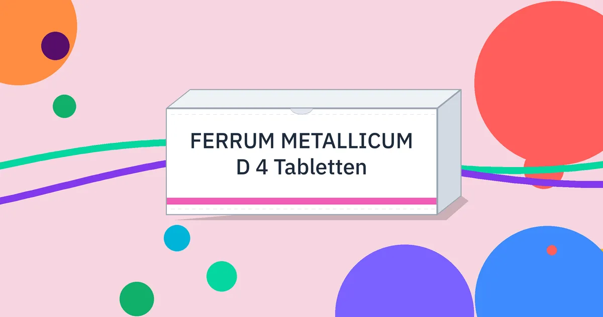 Symbolbild: Packung mit der Aufschrift FERRUM METALLICUM D 4 Tabletten (PZN 02117077) – Verfügbarkeit und Bezug in Apotheken in Frankfurt am Main