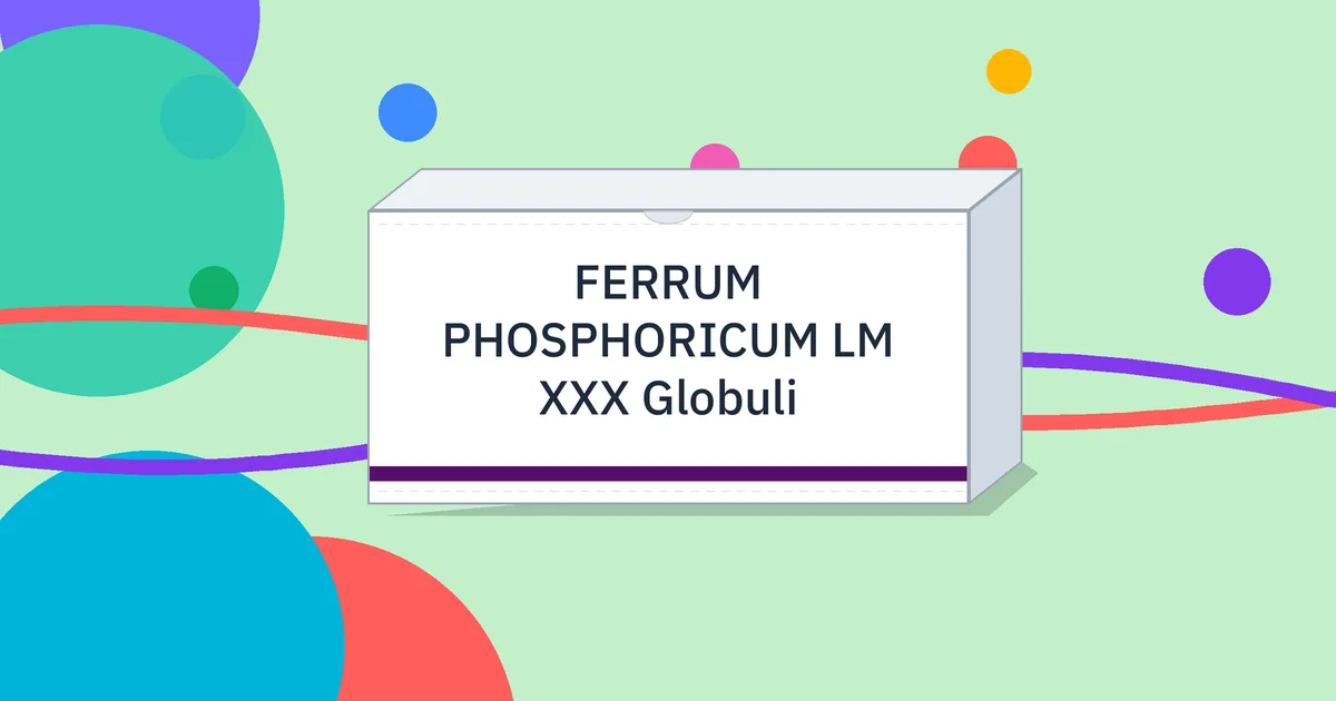 Symbolbild: Packung mit der Aufschrift FERRUM PHOSPHORICUM LM XXX Globuli (PZN 02677698) – Verfügbarkeit und Bezug in Apotheken in Frankfurt am Main