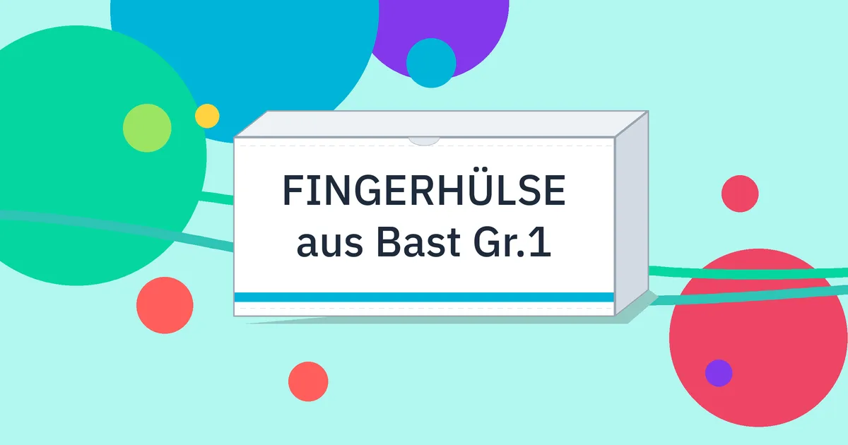 Symbolbild: Packung mit der Aufschrift FINGERHÜLSE aus Bast Gr.1 (PZN 07019356) – Verfügbarkeit und Bezug in Apotheken in Frankfurt am Main
