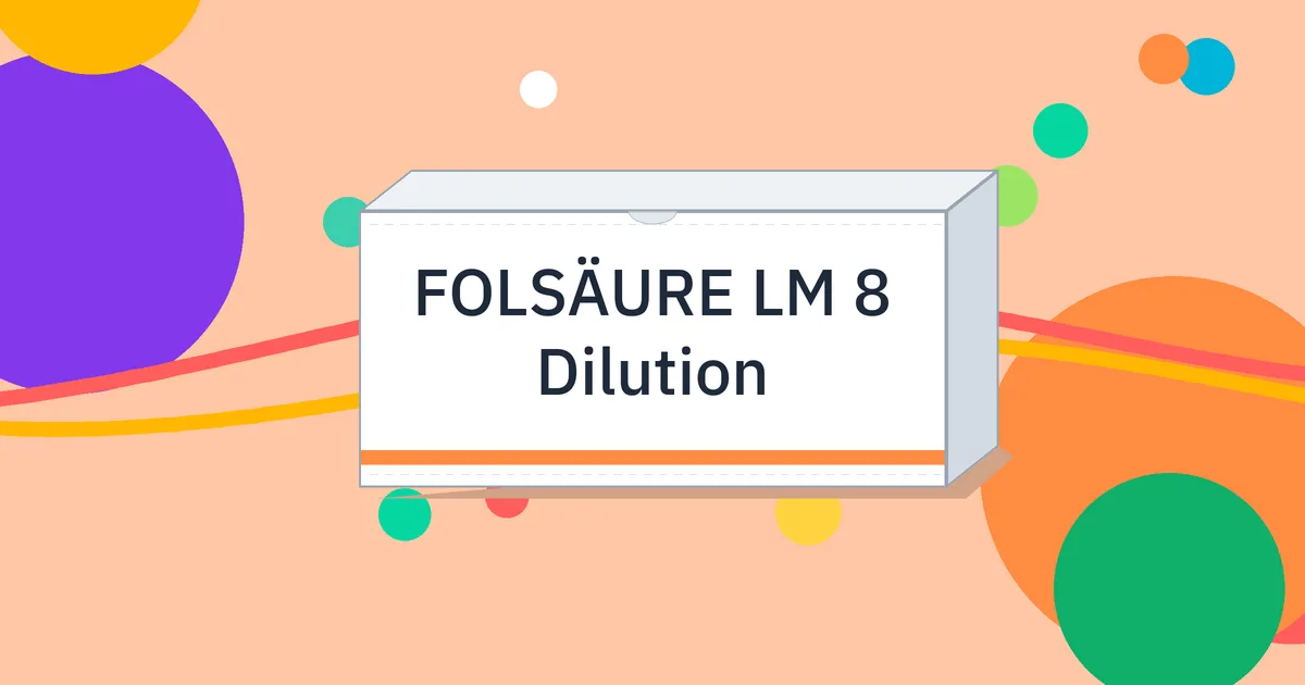 Symbolbild: Packung mit der Aufschrift FOLSÄURE LM 8 Dilution (PZN 12873070) – Verfügbarkeit und Bezug in Apotheken in Frankfurt am Main