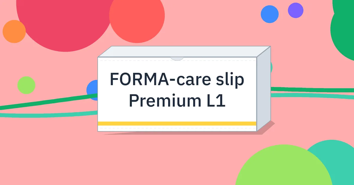 Symbolbild: Packung mit der Aufschrift FORMA-care slip Premium L1 (PZN 06411106) – Verfügbarkeit und Bezug in Apotheken in Frankfurt am Main