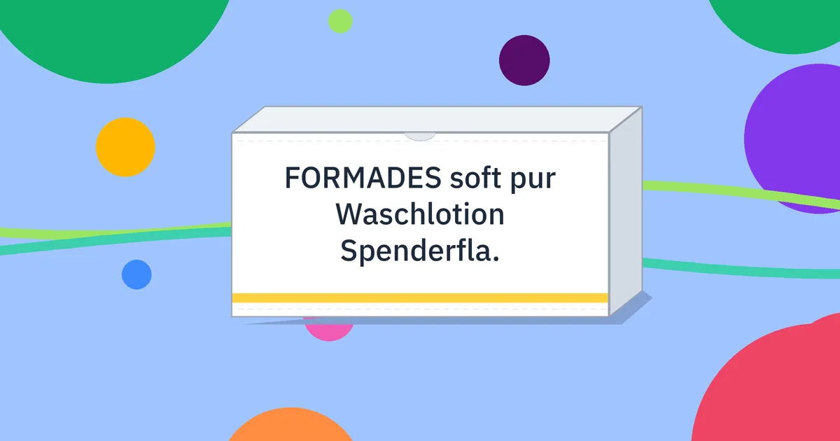Symbolbild: Packung mit der Aufschrift FORMADES soft pur Waschlotion Spenderfla. (PZN 16929034) – Verfügbarkeit und Bezug in Apotheken in Frankfurt am Main