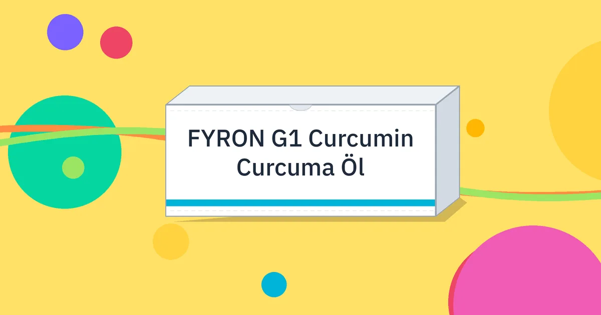 Symbolbild: Packung mit der Aufschrift FYRON G1 Curcumin Curcuma Öl (PZN 18682508) – Verfügbarkeit und Bezug in Apotheken in Frankfurt am Main