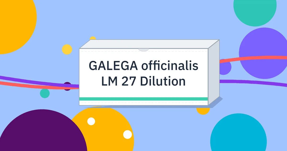 Symbolbild: Packung mit der Aufschrift GALEGA officinalis LM 27 Dilution (PZN 13495925) – Verfügbarkeit und Bezug in Apotheken in Frankfurt am Main