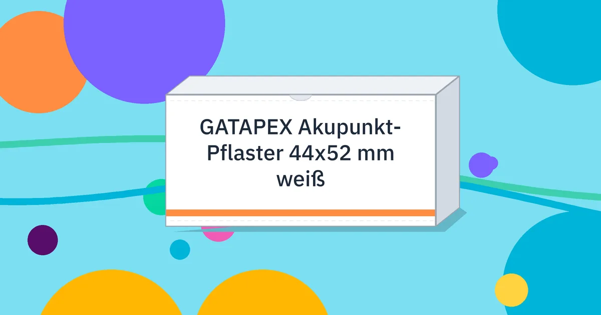 Symbolbild: Packung mit der Aufschrift GATAPEX Akupunkt-Pflaster 44x52 mm weiß (PZN 07797208) – Verfügbarkeit und Bezug in Apotheken in Frankfurt am Main