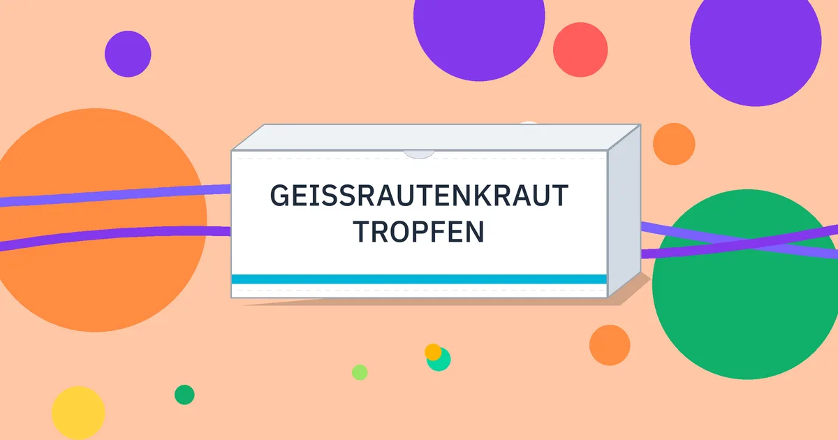Symbolbild: Packung mit der Aufschrift GEISSRAUTENKRAUT TROPFEN (PZN 14282545) – Verfügbarkeit und Bezug in Apotheken in Frankfurt am Main