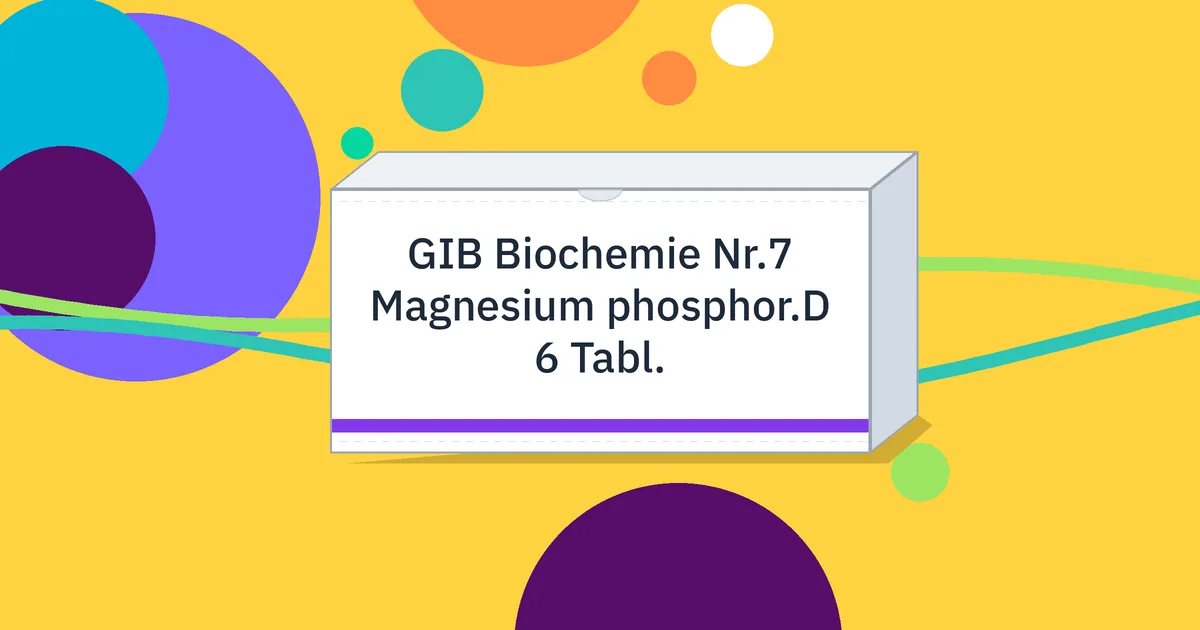 Symbolbild: Packung mit der Aufschrift GIB Biochemie Nr.7 Magnesium phosphor.D 6 Tabl. (PZN 08481447) – Verfügbarkeit und Bezug in Apotheken in Frankfurt am Main