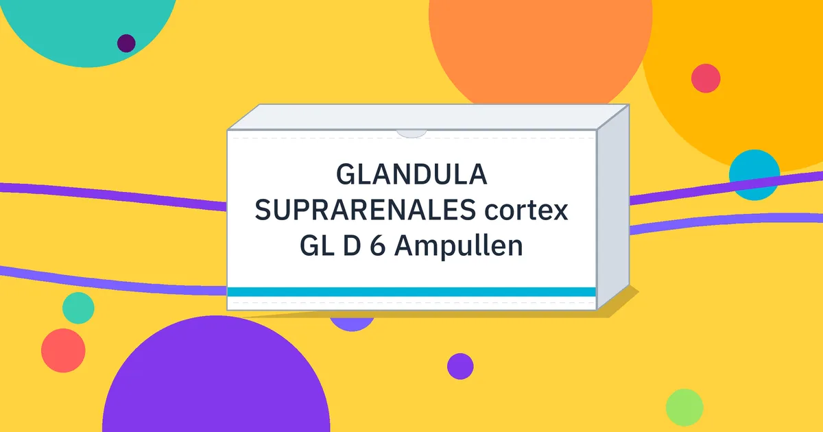 Symbolbild: Packung mit der Aufschrift GLANDULA SUPRARENALES cortex GL D 6 Ampullen (PZN 03357151) – Verfügbarkeit und Bezug in Apotheken in Frankfurt am Main
