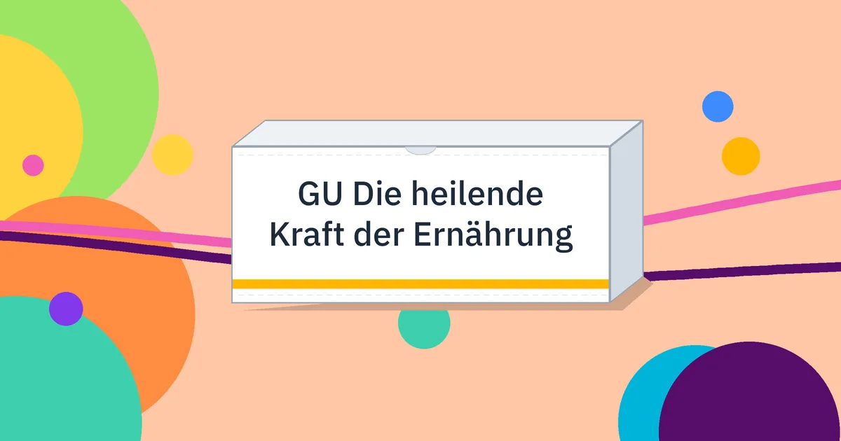 Symbolbild: Packung mit der Aufschrift GU Die heilende Kraft der Ernährung (PZN 17538100) – Verfügbarkeit und Bezug in Apotheken in Frankfurt am Main
