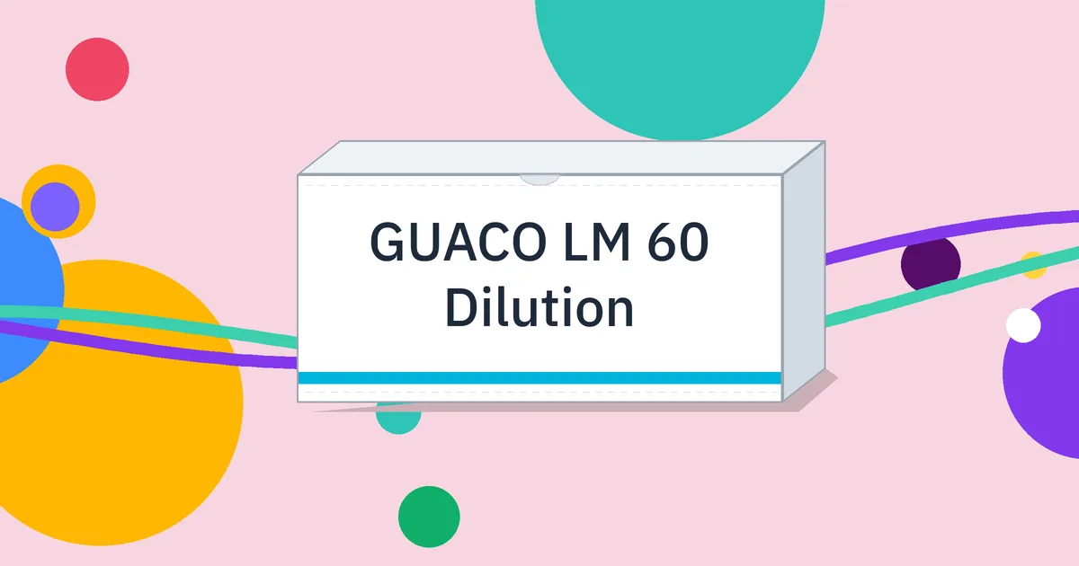 Symbolbild: Packung mit der Aufschrift GUACO LM 60 Dilution (PZN 13548194) – Verfügbarkeit und Bezug in Apotheken in Frankfurt am Main