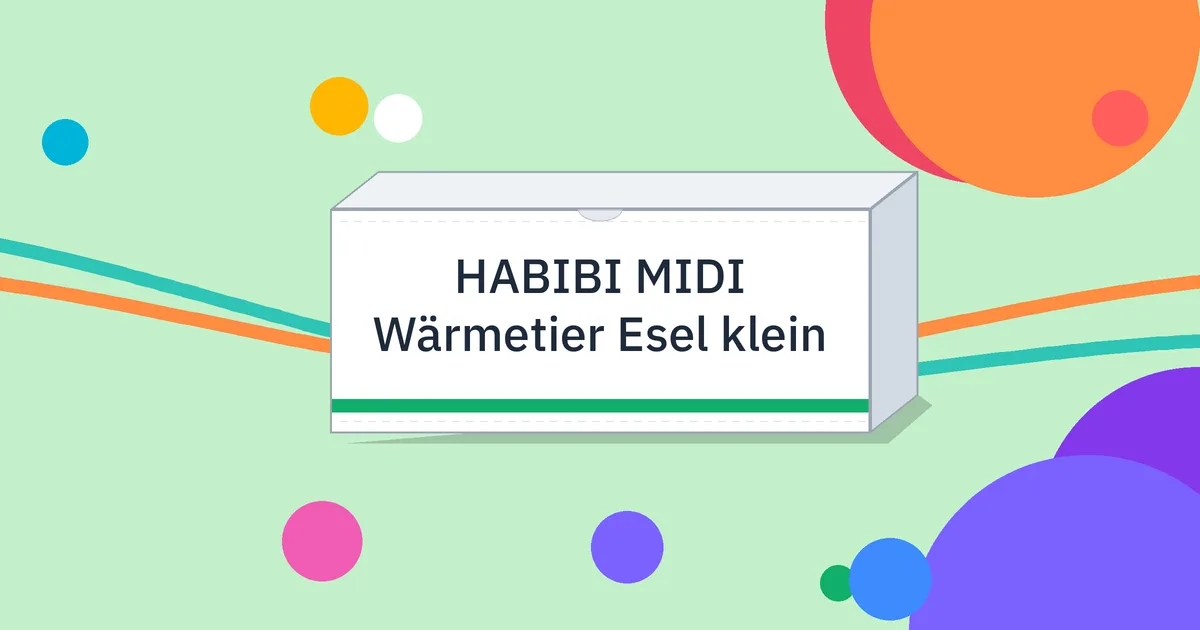 Symbolbild: Packung mit der Aufschrift HABIBI MIDI Wärmetier Esel klein (PZN 15747704) – Verfügbarkeit und Bezug in Apotheken in Frankfurt am Main