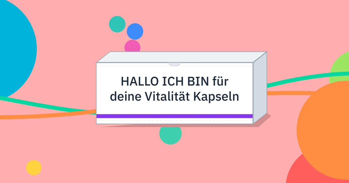 Symbolbild: Packung mit der Aufschrift HALLO ICH BIN für deine Vitalität Kapseln (PZN 16704453) – Verfügbarkeit und Bezug in Apotheken in Frankfurt am Main