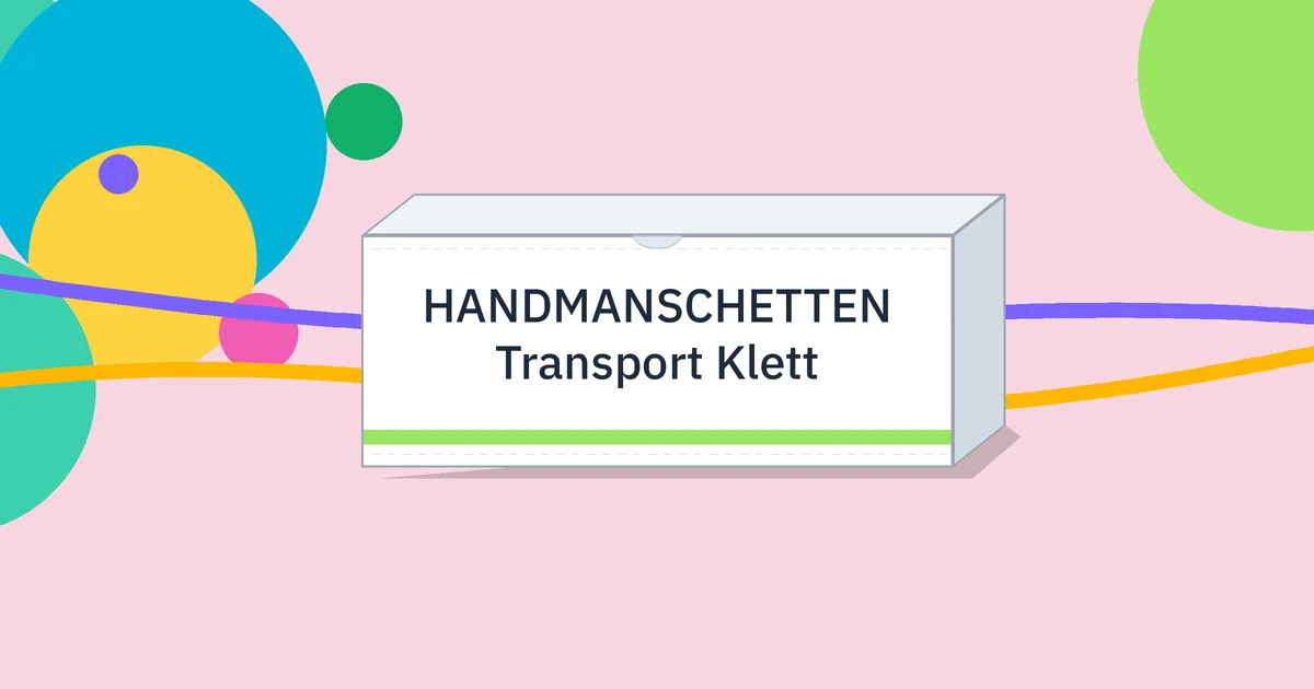 Symbolbild: Packung mit der Aufschrift HANDMANSCHETTEN Transport Klett (PZN 13586266) – Verfügbarkeit und Bezug in Apotheken in Frankfurt am Main
