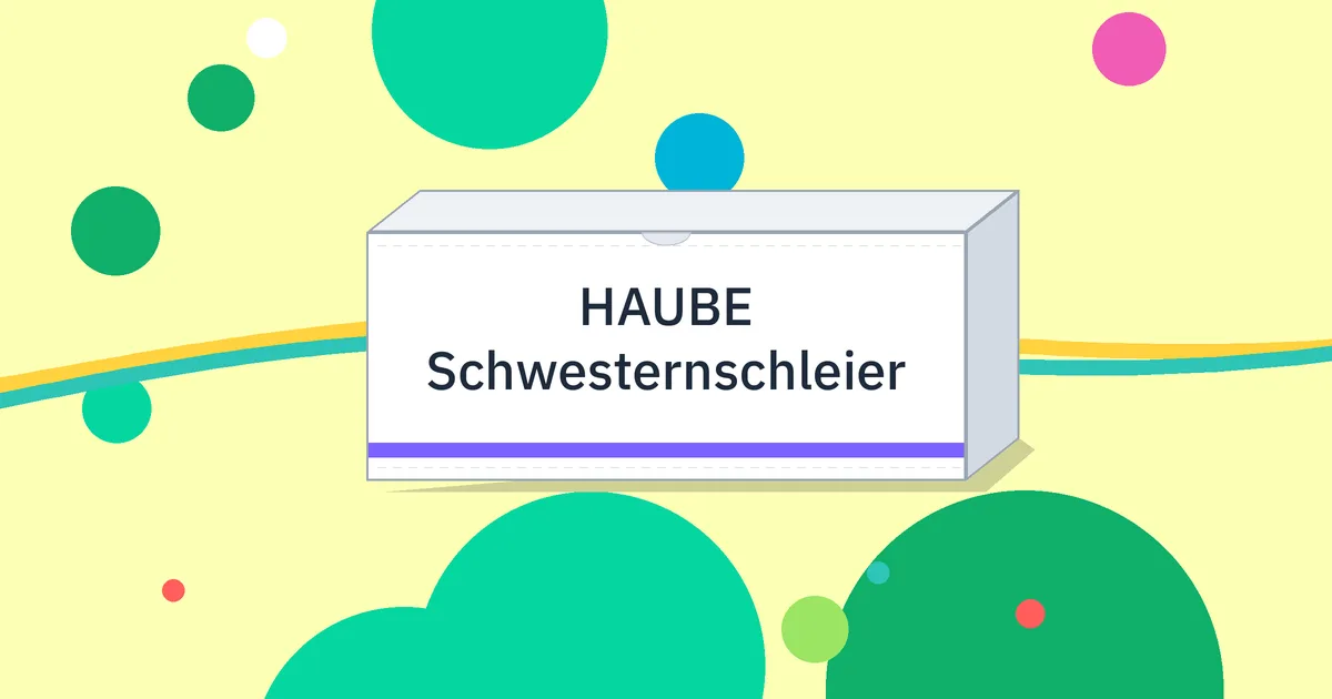 Symbolbild: Packung mit der Aufschrift HAUBE Schwesternschleier (PZN 10040609) – Verfügbarkeit und Bezug in Apotheken in Frankfurt am Main
