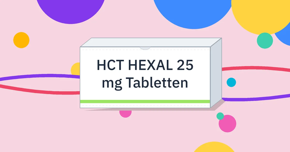 Symbolbild: Packung mit der Aufschrift HCT HEXAL 25 mg Tabletten (PZN 00271868) – Verfügbarkeit und Bezug in Apotheken in Frankfurt am Main