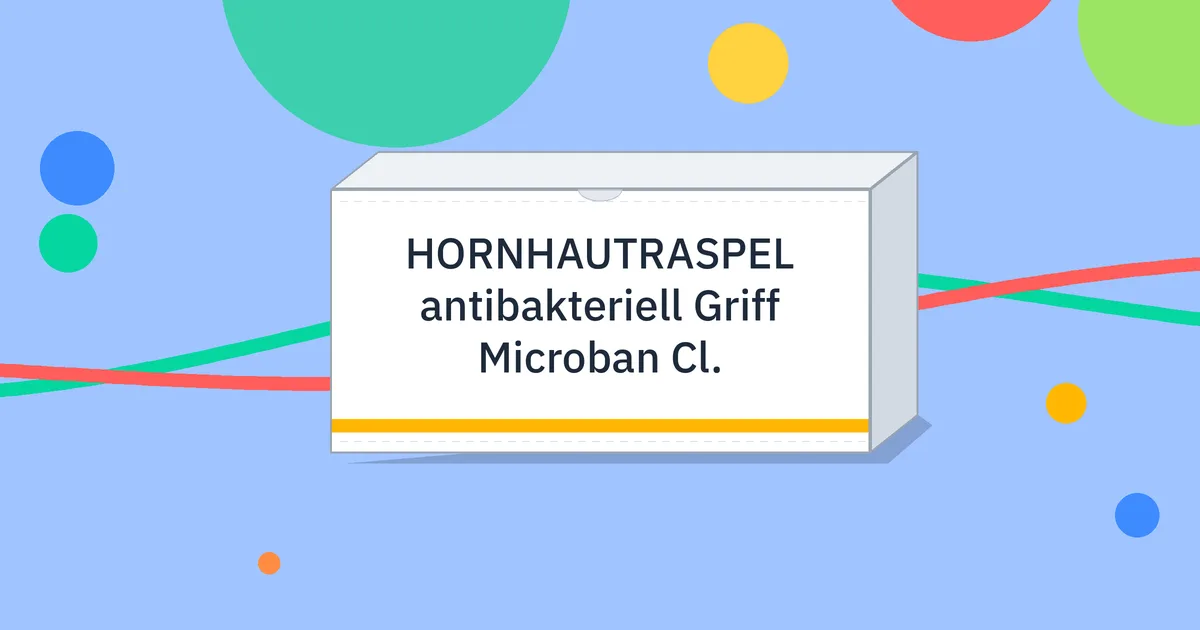Symbolbild: Packung mit der Aufschrift HORNHAUTRASPEL antibakteriell Griff Microban Cl. (PZN 16880026) – Verfügbarkeit und Bezug in Apotheken in Frankfurt am Main