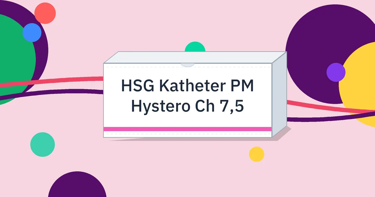 Symbolbild: Packung mit der Aufschrift HSG Katheter PM Hystero Ch 7,5 (PZN 18601591) – Verfügbarkeit und Bezug in Apotheken in Frankfurt am Main
