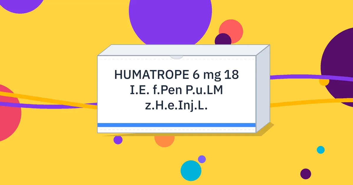 Symbolbild: Packung mit der Aufschrift HUMATROPE 6 mg 18 I.E. f.Pen P.u.LM z.H.e.Inj.L. (PZN 09895524) – Verfügbarkeit und Bezug in Apotheken in Frankfurt am Main