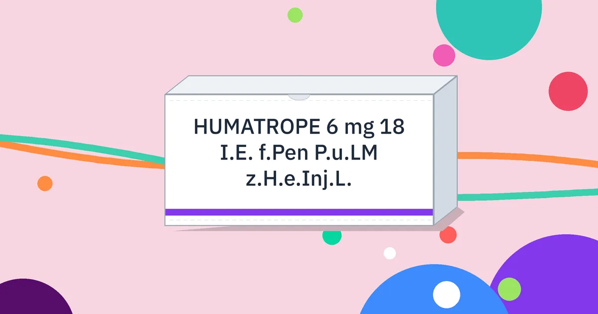 Symbolbild: Packung mit der Aufschrift HUMATROPE 6 mg 18 I.E. f.Pen P.u.LM z.H.e.Inj.L. (PZN 18100305) – Verfügbarkeit und Bezug in Apotheken in Frankfurt am Main