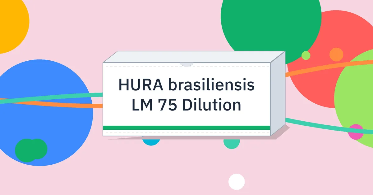 Symbolbild: Packung mit der Aufschrift HURA brasiliensis LM 75 Dilution (PZN 12889970) – Verfügbarkeit und Bezug in Apotheken in Frankfurt am Main