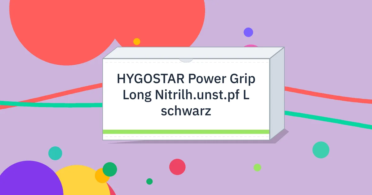 Symbolbild: Packung mit der Aufschrift HYGOSTAR Power Grip Long Nitrilh.unst.pf L schwarz (PZN 20772590) – Verfügbarkeit und Bezug in Apotheken in Frankfurt am Main