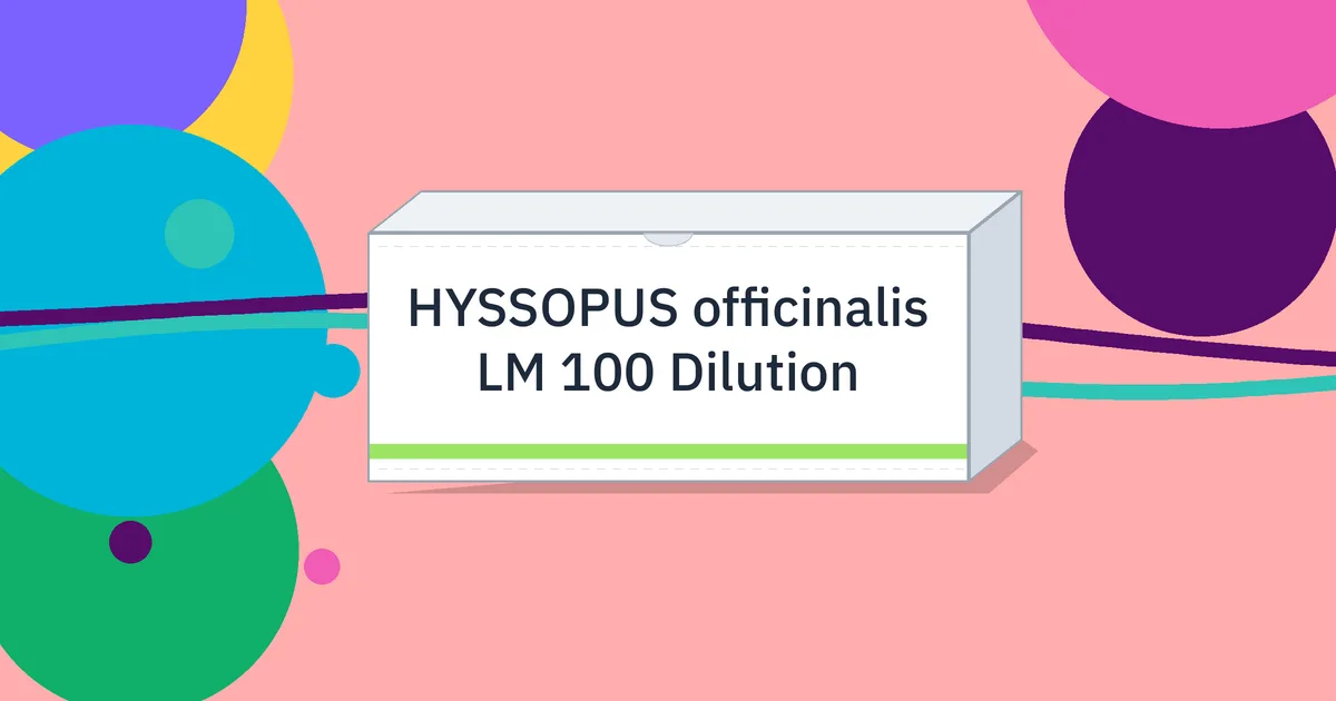 Symbolbild: Packung mit der Aufschrift HYSSOPUS officinalis LM 100 Dilution (PZN 13558459) – Verfügbarkeit und Bezug in Apotheken in Frankfurt am Main