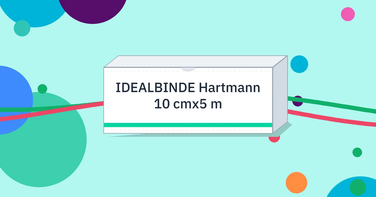 Symbolbild: Packung mit der Aufschrift IDEALBINDE Hartmann 10 cmx5 m (PZN 19510287) – Verfügbarkeit und Bezug in Apotheken in Frankfurt am Main