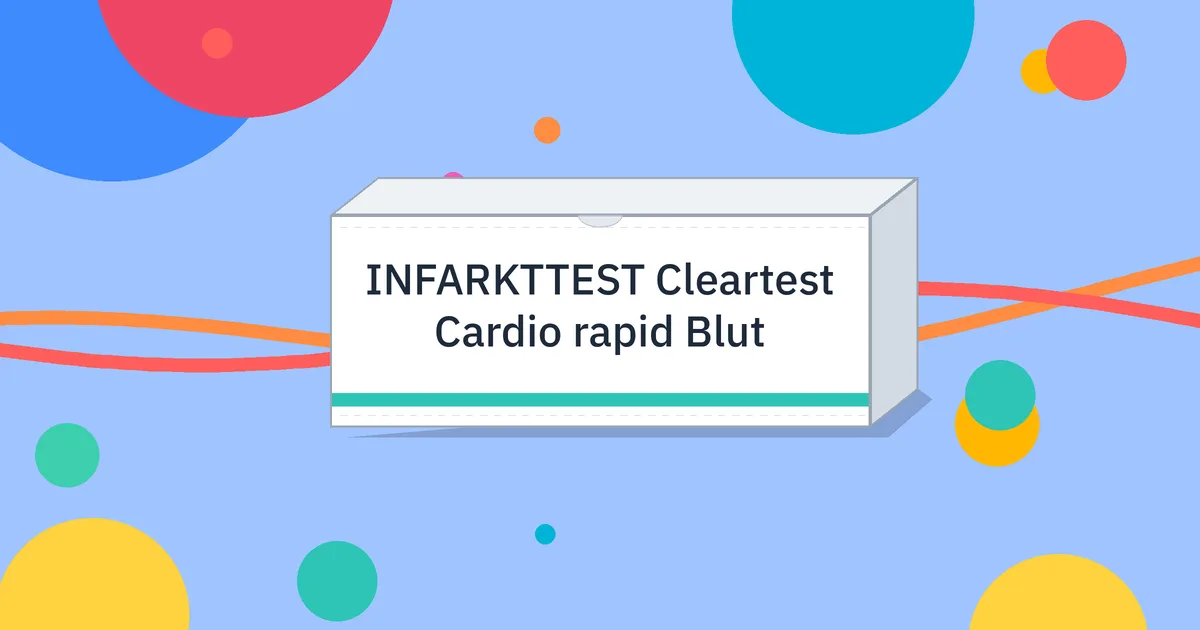 Symbolbild: Packung mit der Aufschrift INFARKTTEST Cleartest Cardio rapid Blut (PZN 14305074) – Verfügbarkeit und Bezug in Apotheken in Frankfurt am Main