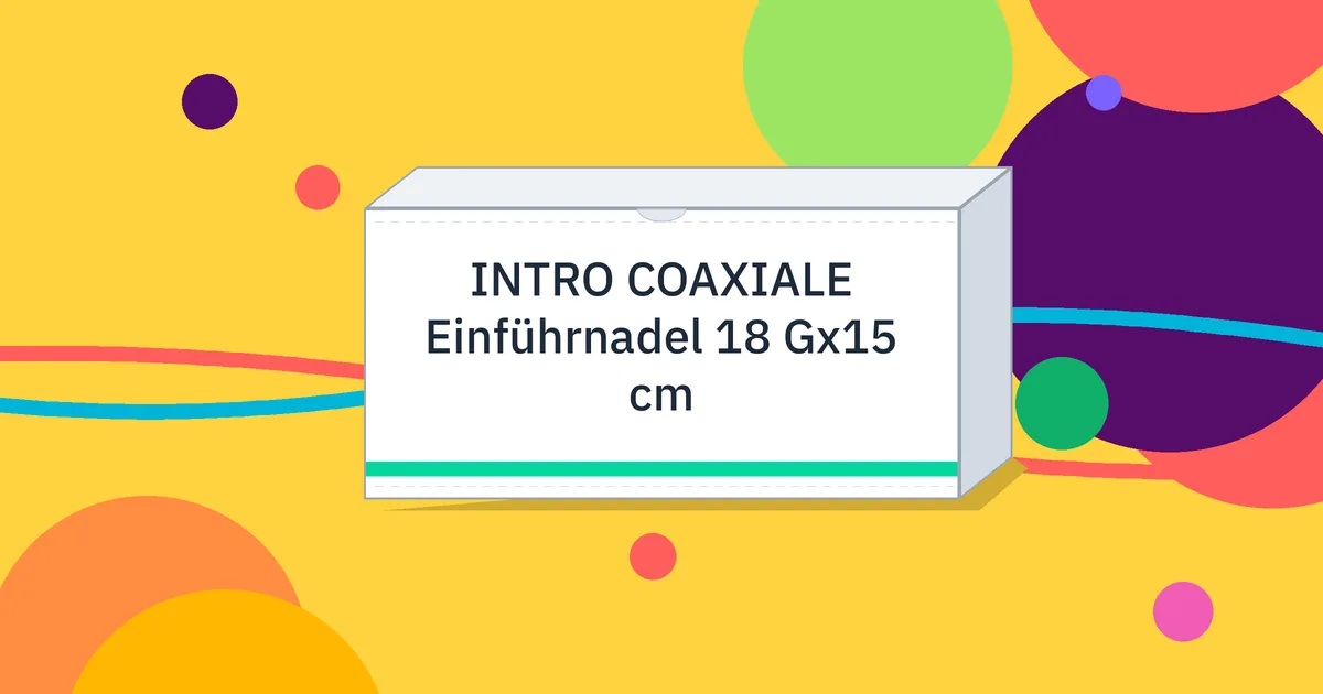 Symbolbild: Packung mit der Aufschrift INTRO COAXIALE Einführnadel 18 Gx15 cm (PZN 16918906) – Verfügbarkeit und Bezug in Apotheken in Frankfurt am Main